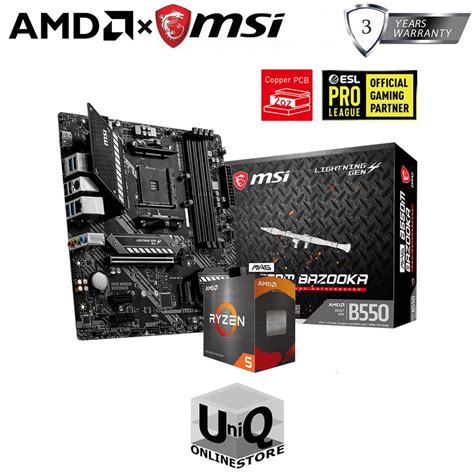 Amd Ryzen 5 5600x Processor With Msi Mag B550m Bazooka Gaming