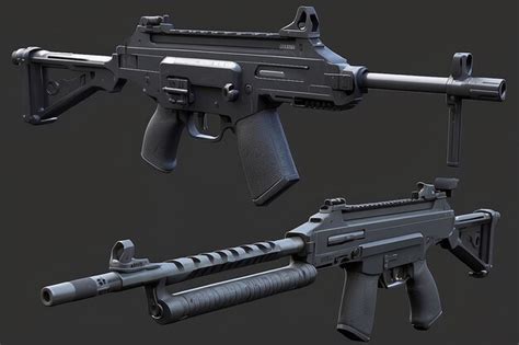 Premium Photo Compact Submachine Gun With Telescoping Stock And