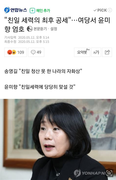 친일 세력의 최후 공세여당서 윤미향 엄호 정치시사 에펨코리아