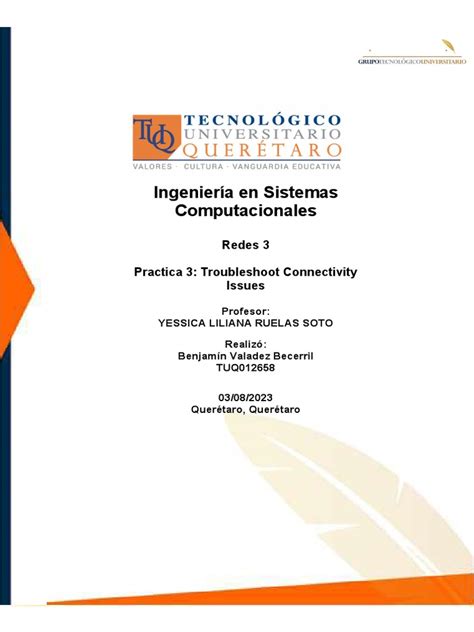 Practica 3 Troubleshoot Connectivity Issues Pdf