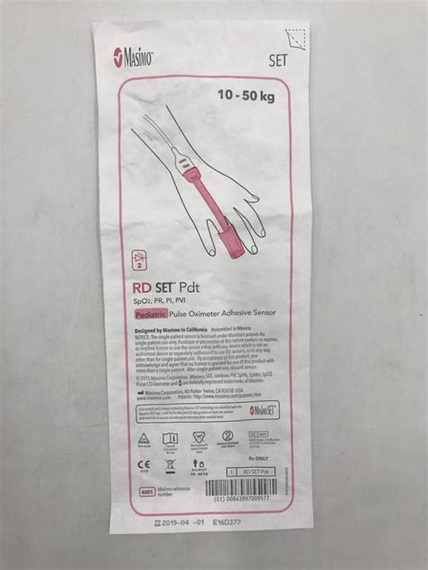 Masimo 4001 Rd Set Pdt Pediatric Pulse Oximeter Adhesive Sensor X