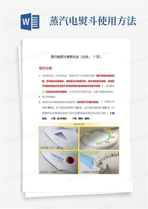 蒸汽电熨斗使用方法Word模板下载 编号qeagnvrp 熊猫办公