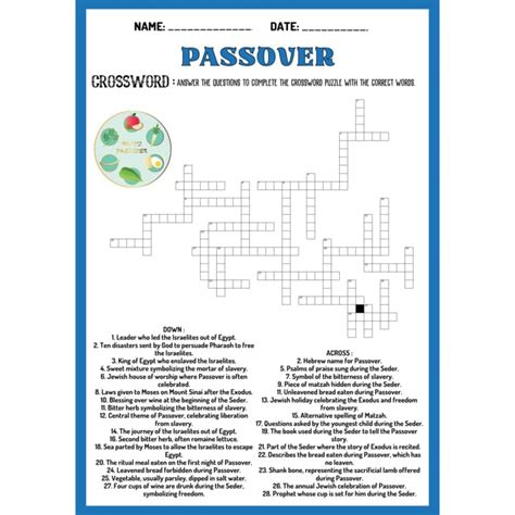 Passover Bundle Word Search And Word Scramble And Crossword 4 Puzzles