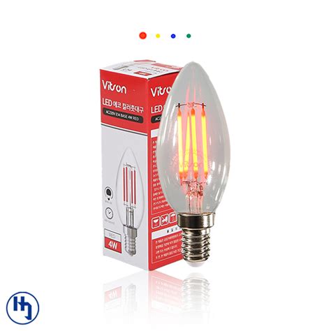 Led 칼라 촛대구 레드 소켓 E14 4w 에디슨 필라멘트 샹들리에 전구 조명