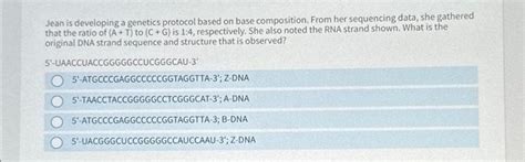 Solved Jean Is Developing A Genetics Protocol Based On Base Solved Jean Is Developing A Genetics Protocol Based On Base