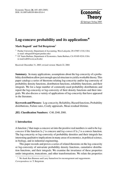 PDF Log Concave Probability And Its Applications
