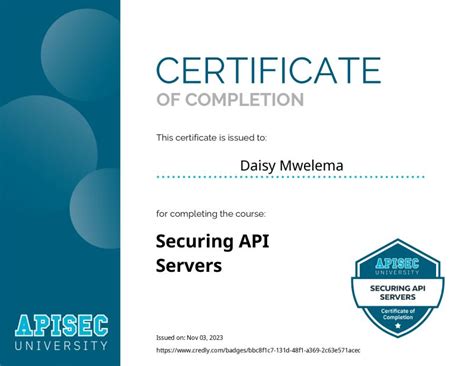 Finished Apisec Universitys Course On Security Daisy Mwelema Posted