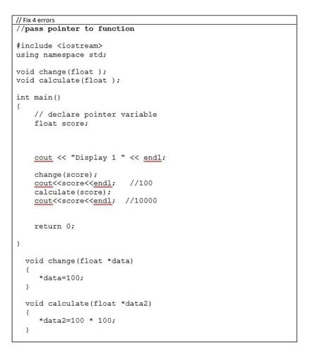 Solved Fix 4 Errors Pass Pointer To Function Include
