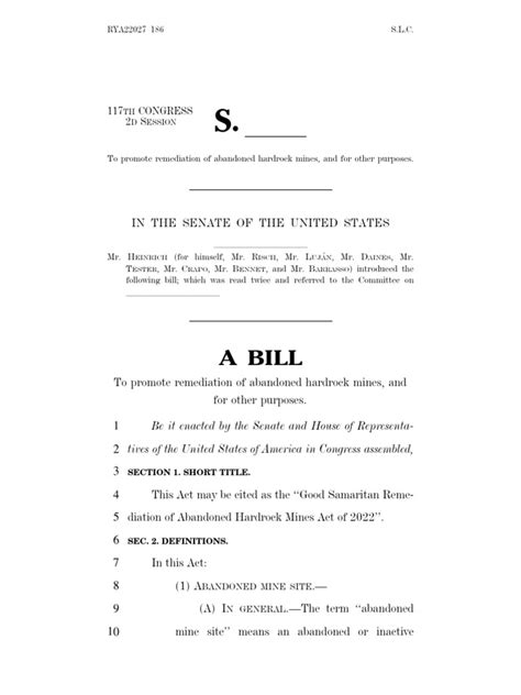 Leg Text Good Samaritan Remediation Of Abandoned Hardrock Mines Act