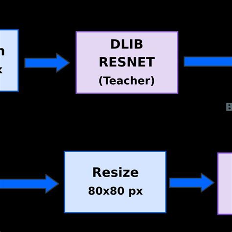 Proposed System With Dlib Resnet As Teacher And Distilled Network As