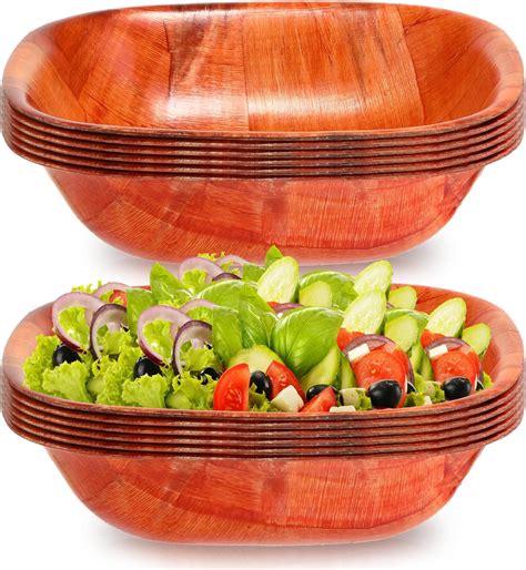 Valchemist 4 Pcs Woven Wooden Salad Bowl Set 8 Inch Salad