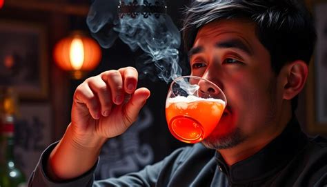 The Man Is Drinking Baijiu Isolated With White Highlights Premium Ai Generated Image