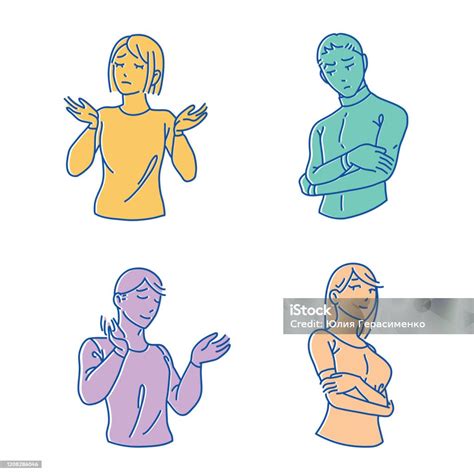 다른 제스처 문자를 보여주는 사람들 벡터 세트 의 양식에 일치시키는 사람 인물 남자와 여자 사람들 문자 다른 포즈 남자에 대한 스톡 벡터 아트 및 기타 이미지 Istock