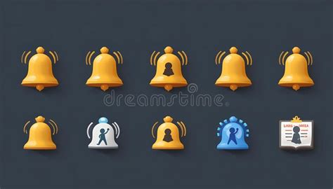 Illustration Showing Notification Bells In A Row Concept Of Alert Stock
