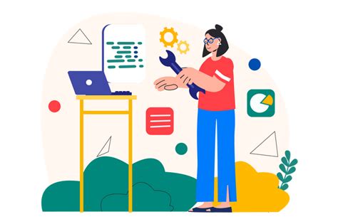 Best Woman Working On Mobile App Development Illustration Download In