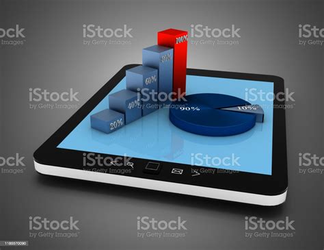 3d 태블릿 Pc와 그래프 성장 개념에 대한 스톡 사진 및 기타 이미지 성장 개념 차트 태블릿 Istock