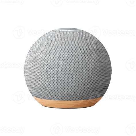 Minimalist Spherical Smart Speaker Featuring A Grey Fabric Exterior And