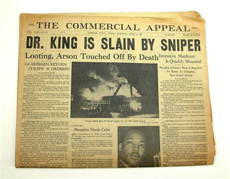 Martin Luther King Jr Assassination Newspaper 4568 Memphis