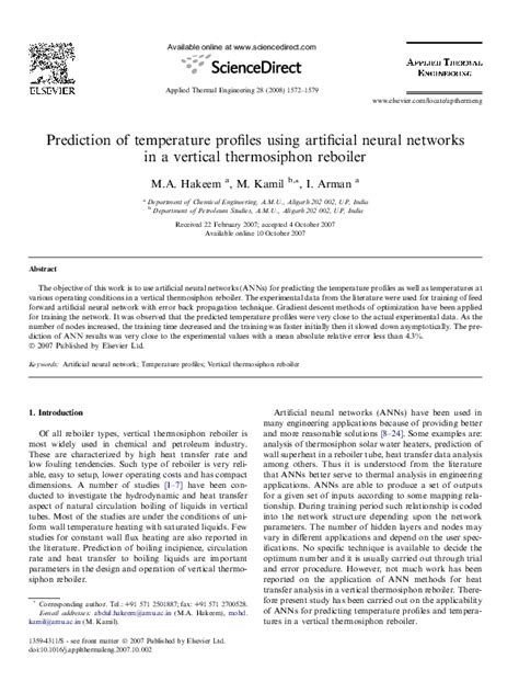 Pdf Prediction Of Temperature Profiles Using Artificial Neural Networks In A Vertical