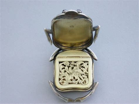 William Iv Silver Gilt And Chrysoprase Scarab Beetle Vinaigrette C1840