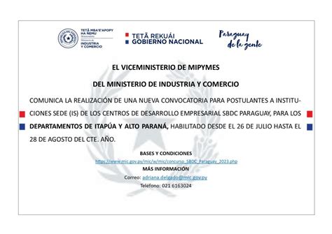 Small Business Development Centers Portal De Servicios MIPYMES Paraguay
