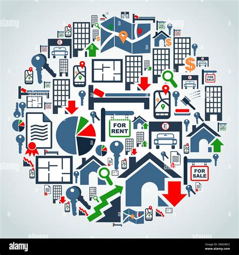 Real Estate Icon Set In Globe Shape Background Illustration Vector File Layered For Easy