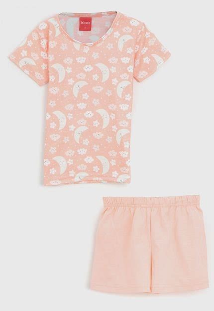 Pijama Tricae Curto Infantil Lua Coral Compre Agora Dafiti Brasil