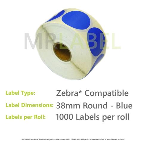 Zebra Compatible Thermal Labels 38mm Round Blue