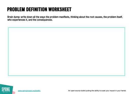 Problem Definition Worksheet Placeholders • Spring Impact