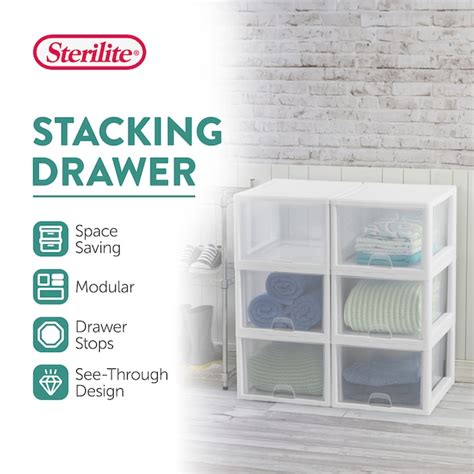Sterilite 12 Pack 12 Drawers White 27 Quart Stackable Plastic Storage Storage Drawer 10 25