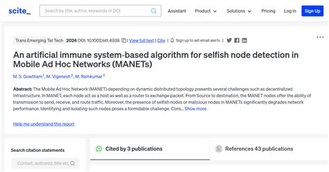 An Artificial Immune System‐based Algorithm For Selfish Node Detection