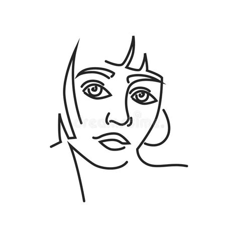 Woman Face Doodle In Abstract Design Trendy Stock Vector