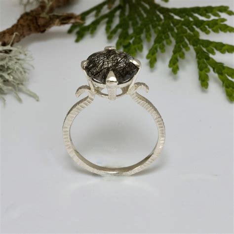 Tourmalated Quartz White Gold Ring Rutilated Quartz Ring Caroline