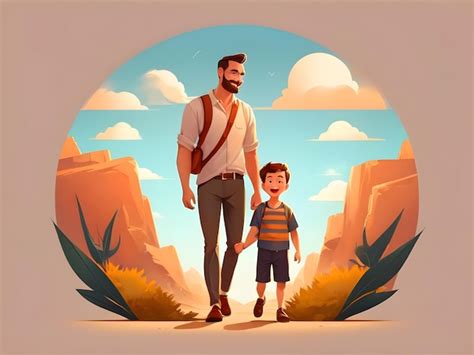 Premium Photo Dad And His Son Illustration Image Stock Image Ai