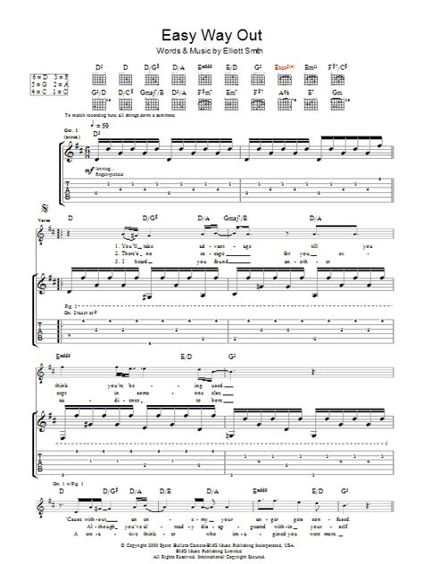 Easy Way Out By Elliott Smith Guitar Tab Guitar Instructor