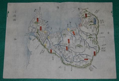 Yahooオークション 地図 （絵図）神奈川県 相模國 古地図 木版 彩色