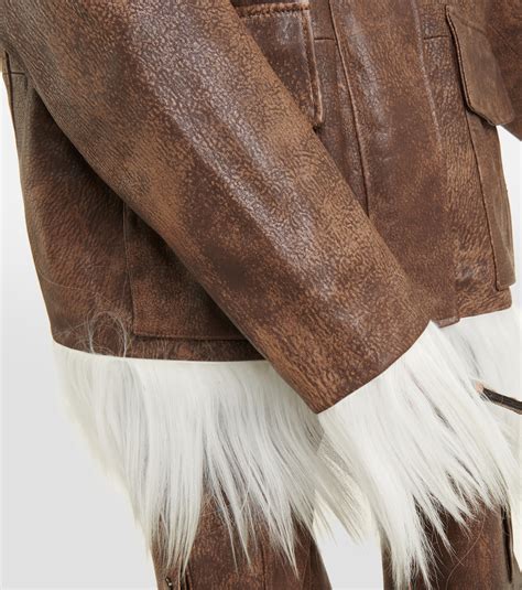 Yoyo Shearling Trimmed Leather Jacket In Brown Dodo Bar Or Mytheresa