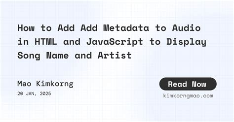 How To Add Add Metadata To Audio In Html And Javascript To Display Song