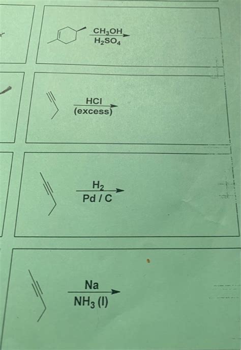 Solved CH3OH H2SO4 HCI (excess) H2 Pd/C Na NH3 (1) | Chegg.com