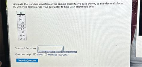 Solved Calculate The Standard Deviation Of The Sample Chegg