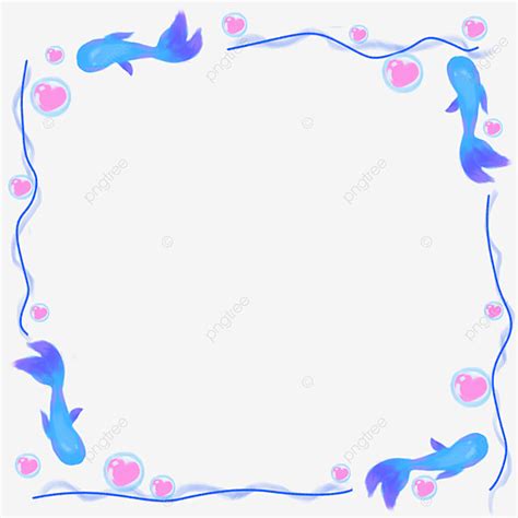 푸른 물고기 바다 일러스트 생물 파란색 테두리 만화 파란색 테두리 만화 사랑의 거품 테두리 Png 일러스트 및 Psd 이미지 무료 다운로드 Pngtree
