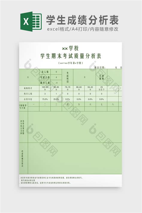 学生成绩分析表excel模板下载 包图网