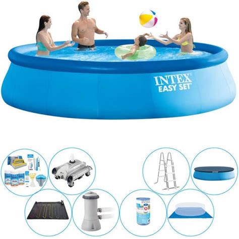 Piscine Avec Des Accessoires Intex Easy Set Ronde 457x107 Cm Bleu
