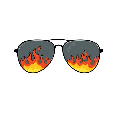 Stylish Glasses With Flame Effect Glasses Flame Sticker Png