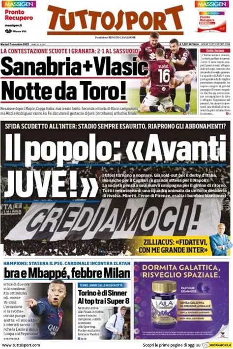 Rassegna Stampa Juve Prime Pagine Quotidiani 7 Novembre