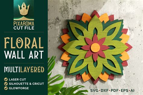 Floral Wall Art 3d Layered Svg Cut File · Creative Fabrica
