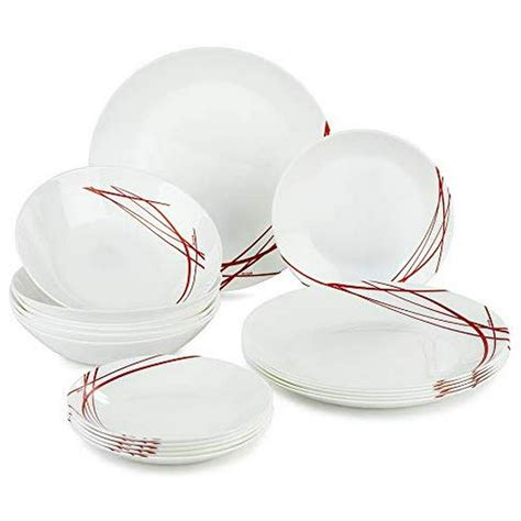 Luminarc P3363 Domitille Rouge Collection 18 Pcs Dinnerware Set