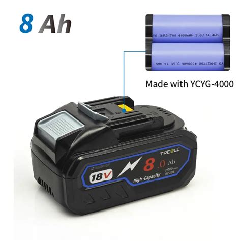 Литий-ионный аккумулятор TPCELL 4Ah/8AH/10AH для Makita 18V 21700 ...
