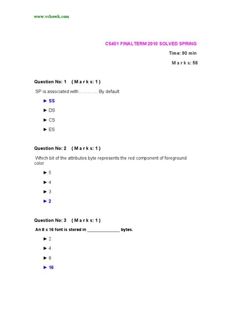 Cs401 Final Term 2010 Solved Spring Pdf Bit Operating System