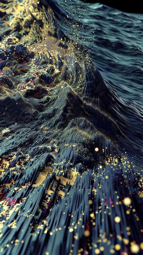 A Wave Of Water With Gold Glitter Stock Image Image Of Abstract